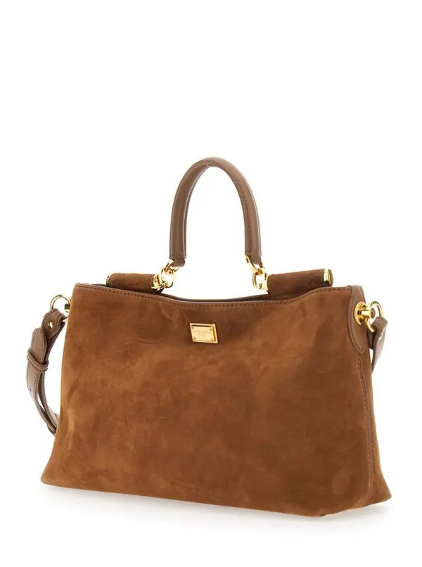 Dolce & Gabbana Vittoria Suede Shoulder Bag - Cream