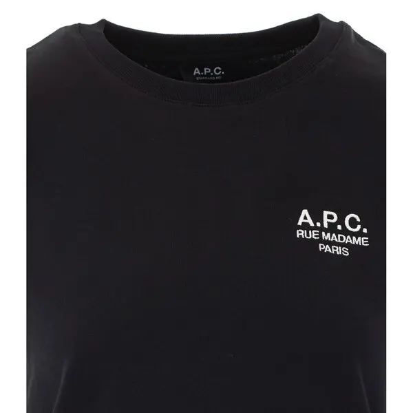 A.p.c. Cotton T-shirt With Embroidered Logo - Black