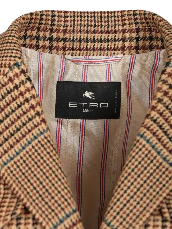 Etro Cropped Houndstooth Wool Blazer - Multicolor