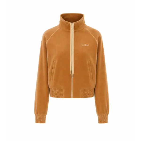 Chloé Velvet Logo Track Jacket - Cream