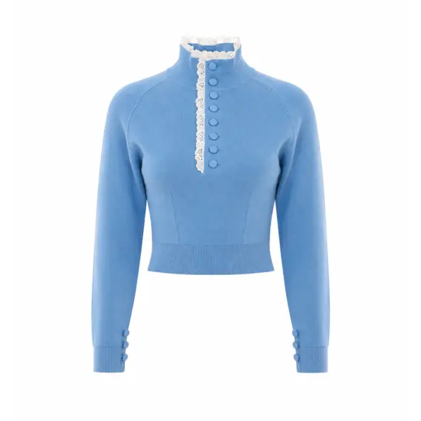 Chloé Lace And Wool Knit Sweater - Blue