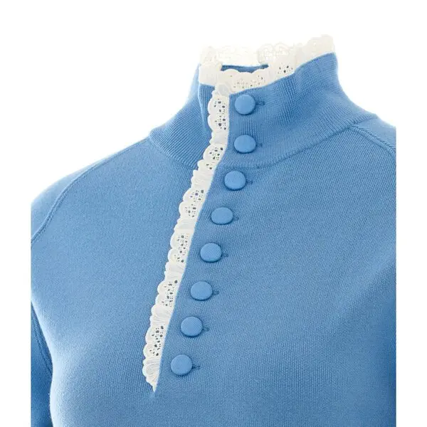Chloé Lace And Wool Knit Sweater - Blue