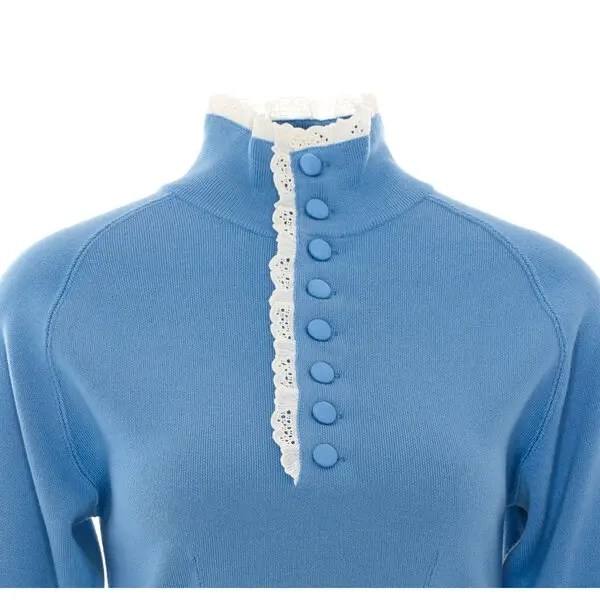 Chloé Lace And Wool Knit Sweater - Blue