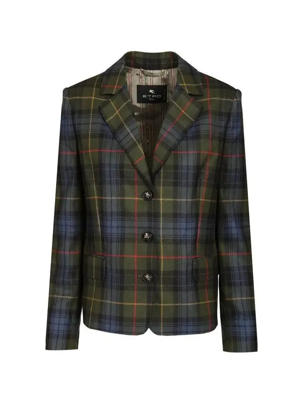 Etro Single-breasted Checked Wool Blazer - Multicolor