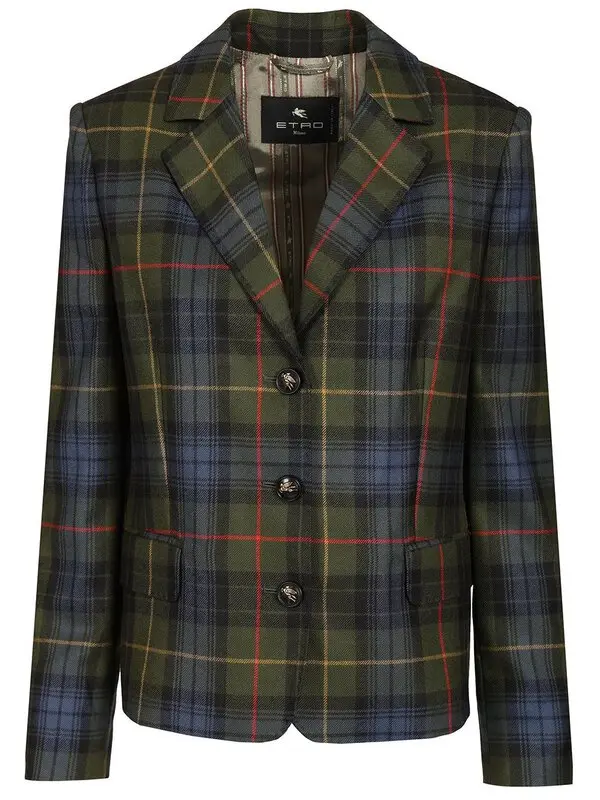 Etro Single-breasted Checked Wool Blazer - Multicolor