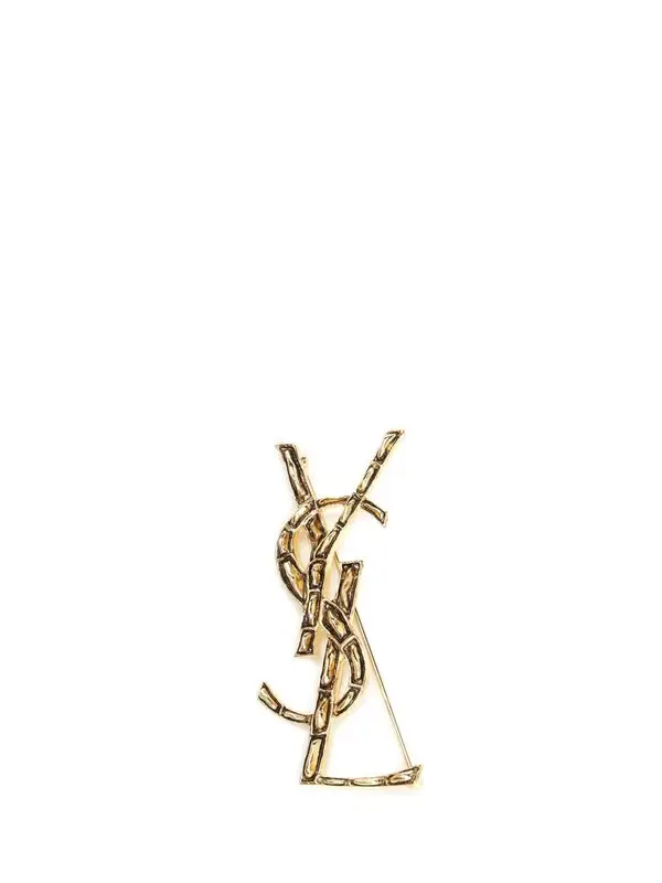 Saint Laurent Cassandre Crocodile Brooch - Gold