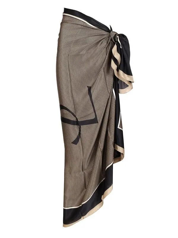 Saint Laurent Cassandre Striped Silk Charmeuse Stole