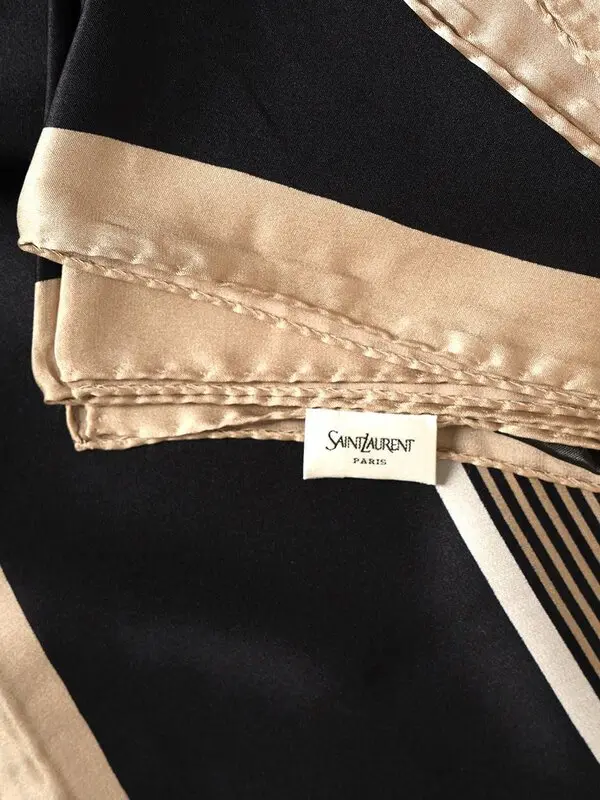 Saint Laurent Cassandre Striped Silk Charmeuse Stole