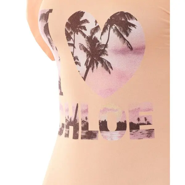 Chloé One-piece Swimsuit With Tropical Print And Knotted Shoulder - Pink