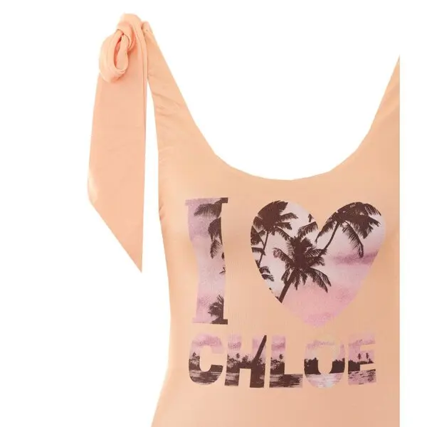 Chloé One-piece Swimsuit With Tropical Print And Knotted Shoulder - Pink