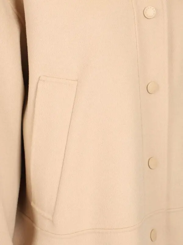 Max Mara Double Wool Hooded Jacket With Dropped Shoulders - Cream