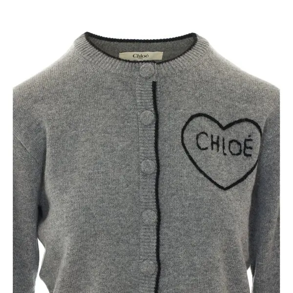 Chloé Knitted Logo Cardigan - Gray