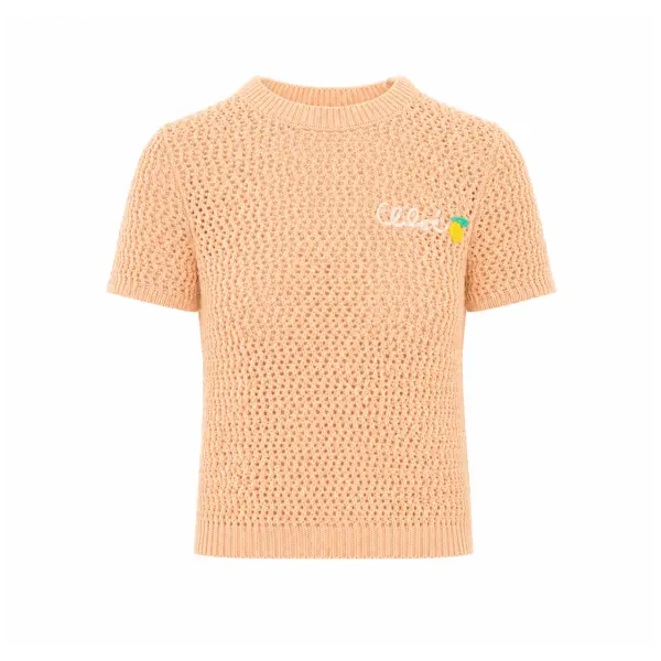 Chloé Logo Crochet Short Sleeves Sweater