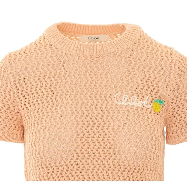 Chloé Logo Crochet Short Sleeves Sweater