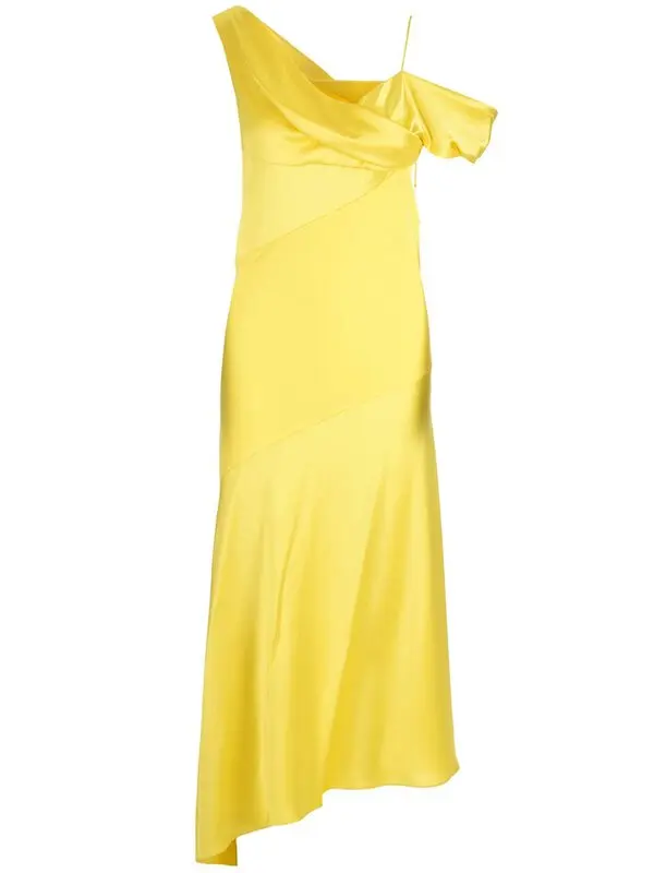 Loewe Draped Asymmetrical Midi Dress - Yellow