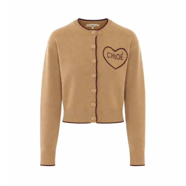 Chloé Logo Knitted Slim Cardigan - Brown