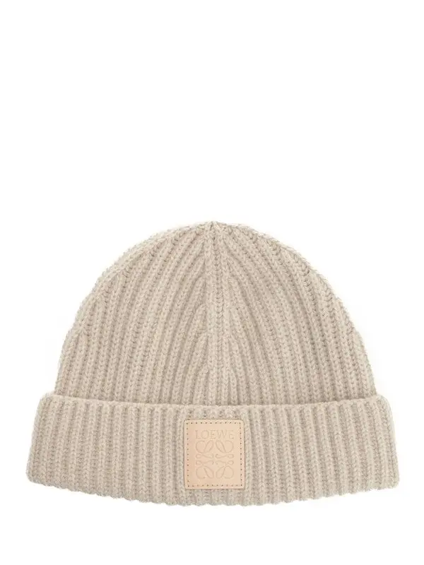 Loewe Cashmere Ribbed Hat - Cream