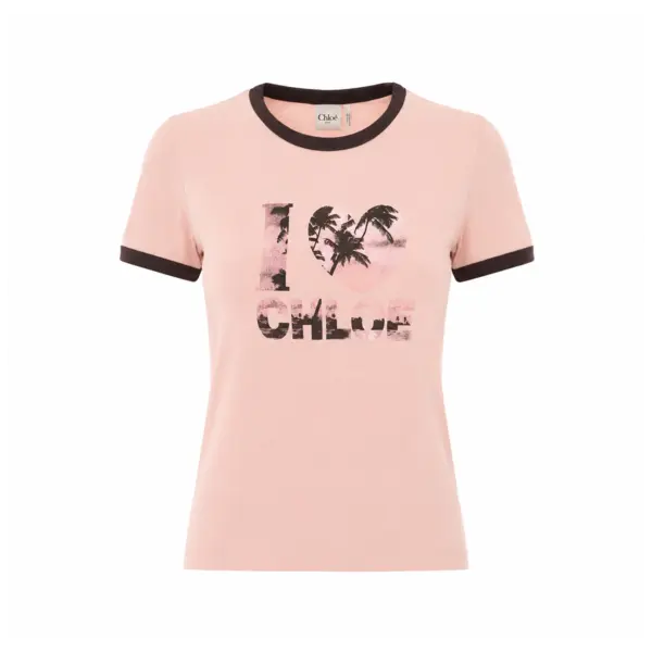 Chloé Logo Tropical Print T-shirt - Pink