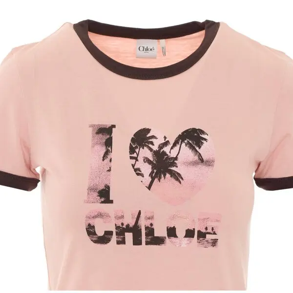 Chloé Logo Tropical Print T-shirt - Pink