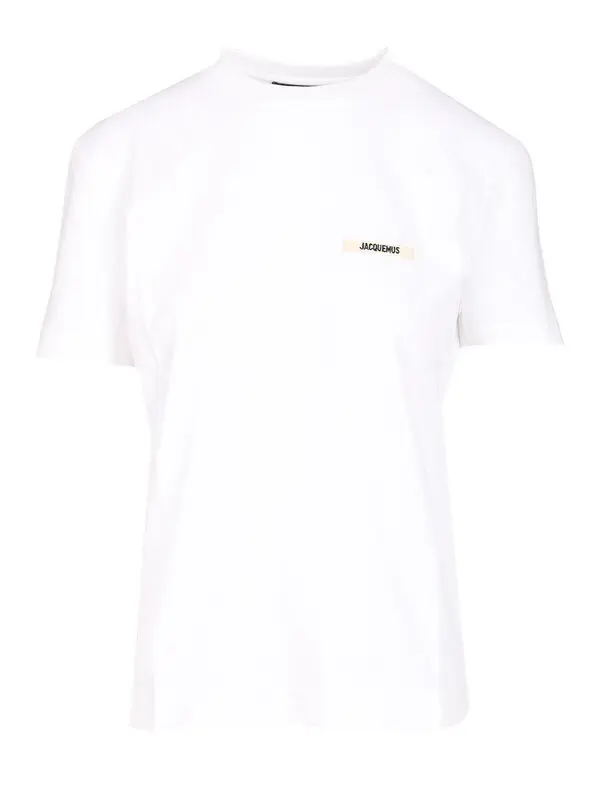 Jacquemus Cotton T-shirt With Grosgrain Logo Label - Black
