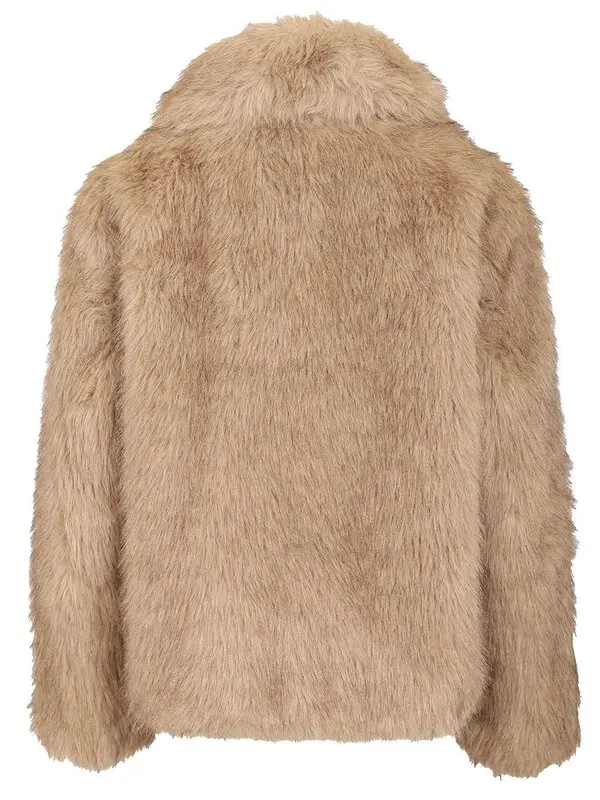 Max Mara Short Fur Coat With Shirt Collar - Cream