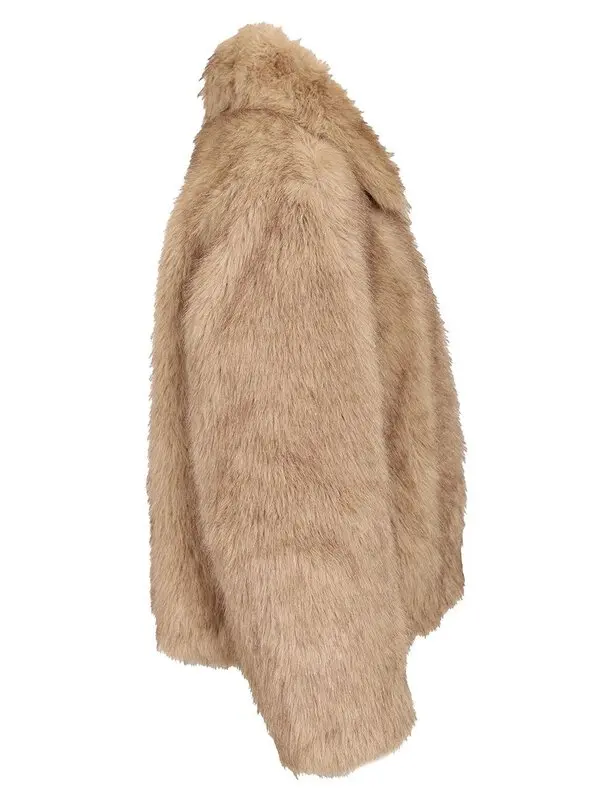 Max Mara Short Fur Coat With Shirt Collar - Cream