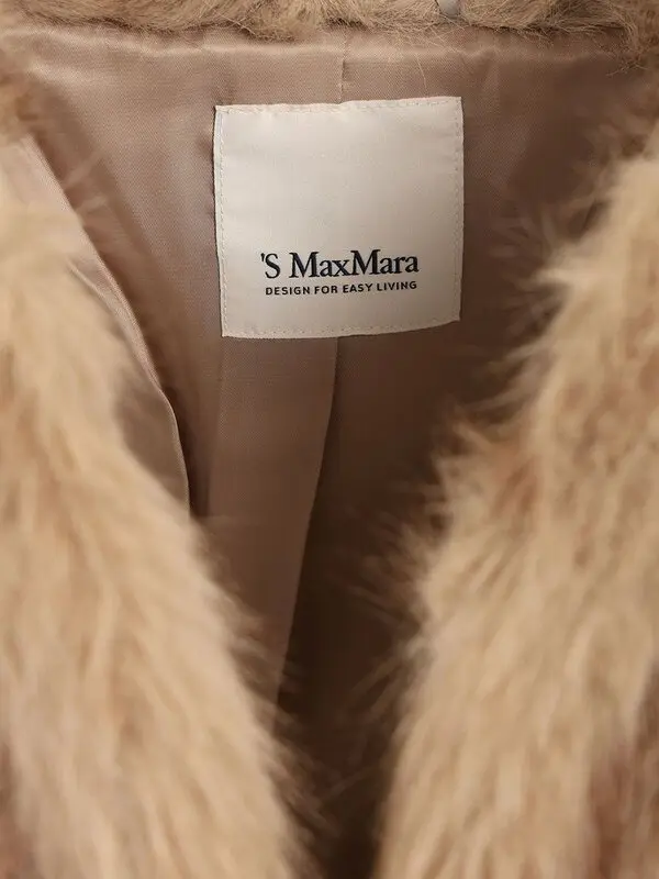 Max Mara Short Fur Coat With Shirt Collar - Cream