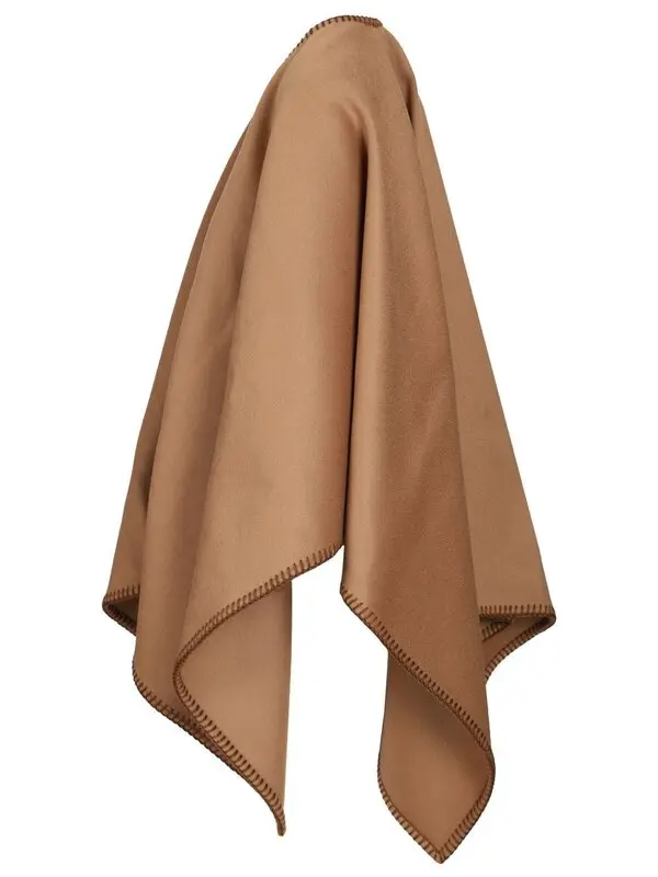 Max Mara Double-drap Pure Wool Cape With Leather Belt - Cream