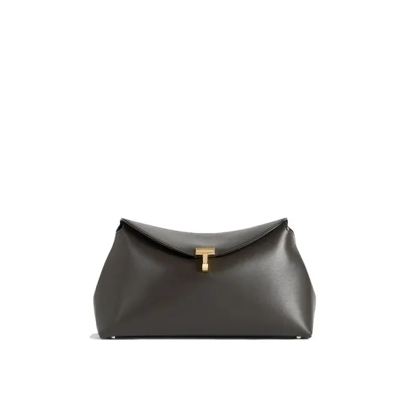 TOTEME T-lock Leather Clutch Bag - Brown