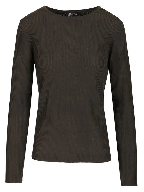 Max Mara Long-sleeved Ribbed Wool Sweater With Decorative Cuff Buttons - Green