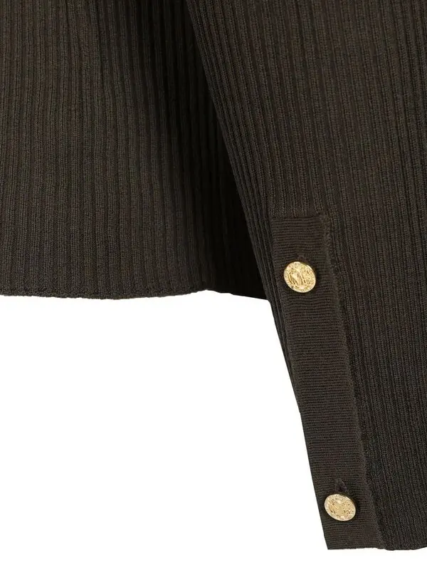 Max Mara Long-sleeved Ribbed Wool Sweater With Decorative Cuff Buttons