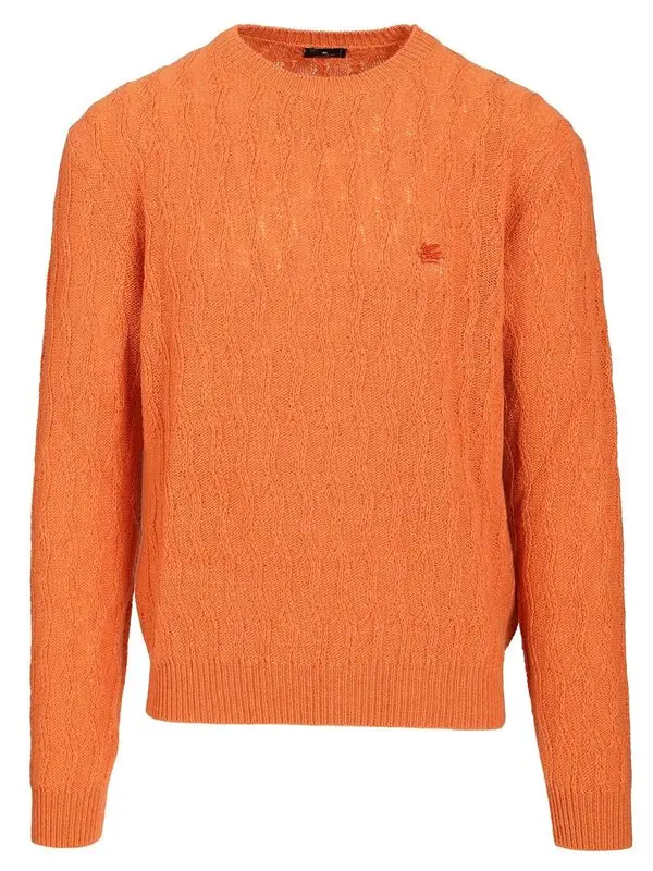 Etro Cashmere Sweater With Embroidered Pegasus - Orange