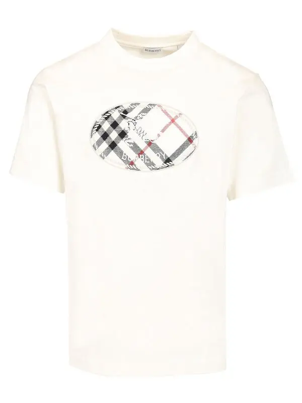 Burberry Knight Check Print Cotton T-shirt - White