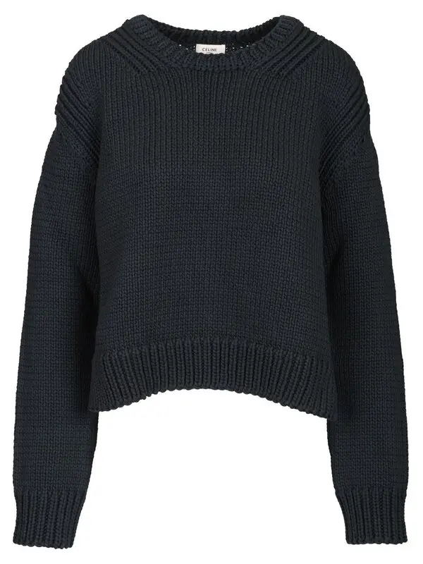 Celine Crew Neck Ribbed Sweater - Blue