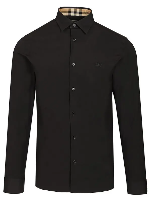 Burberry Slim Fit Shirt In Stretch Cotton - Black