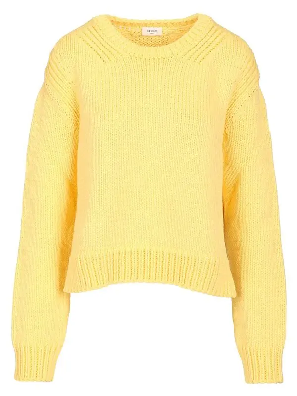 Celine Crew Neck Ribbed Sweater - Yellow