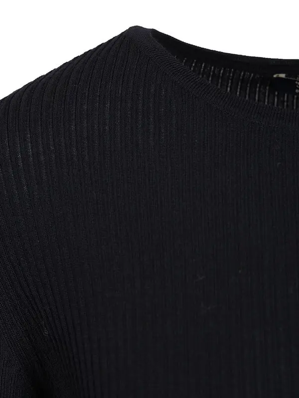 Max Mara Disegno Wool Rib Crewneck Long Sleeve