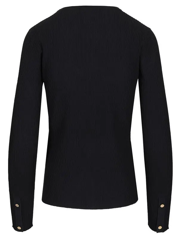 Max Mara Ribbed Crewneck Long Sleeve Wool Top - Blue