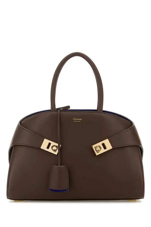 FERRAGAMO Salvatore Leather Small Hug Handbag - Brown