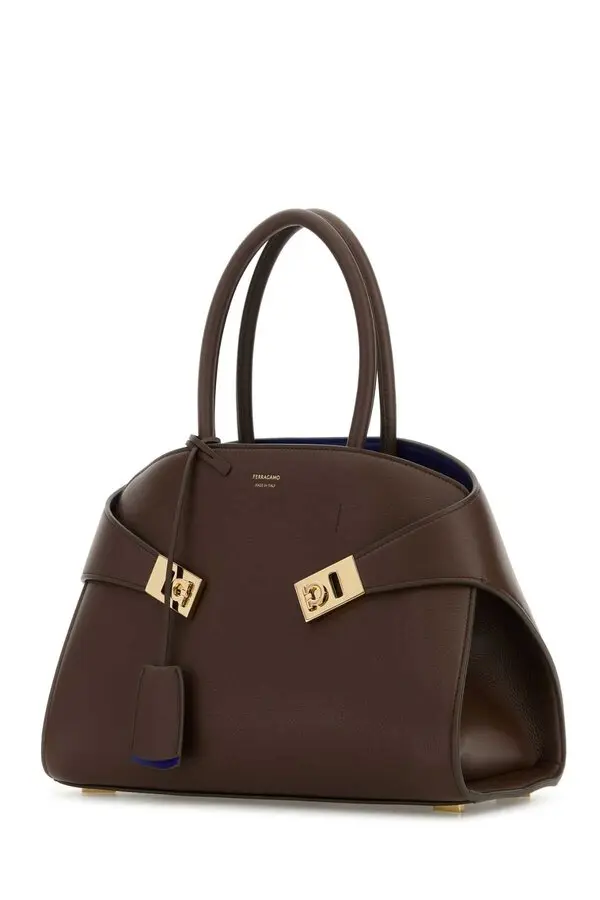 FERRAGAMO Salvatore Leather Small Hug Handbag - Brown
