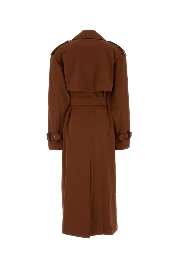 Saint Laurent Caramel Cotton Blend Oversize Trench Coat