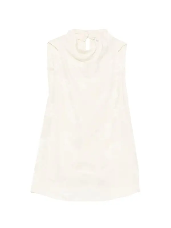FORTE_FORTE Sleeveless Floral Jacquard Top