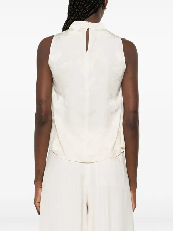 FORTE_FORTE Sleeveless Floral Jacquard Top