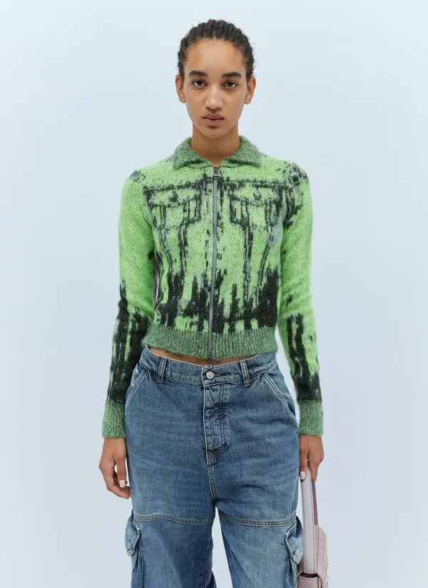 DIESEL® M-taphos Fuzzy Sweater With Distressed Motif - Green