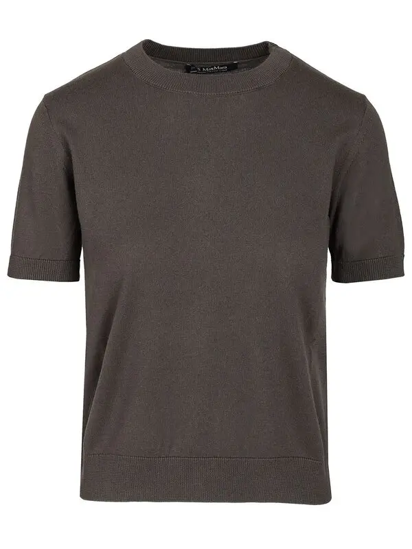 Max Mara Cotton, Silk, And Cashmere Crew Neck Sweater - Gray