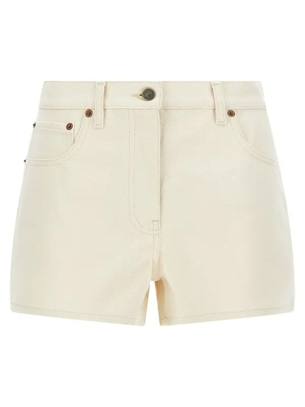 Valentino Garavani Vgold" Denim Shorts - Cream