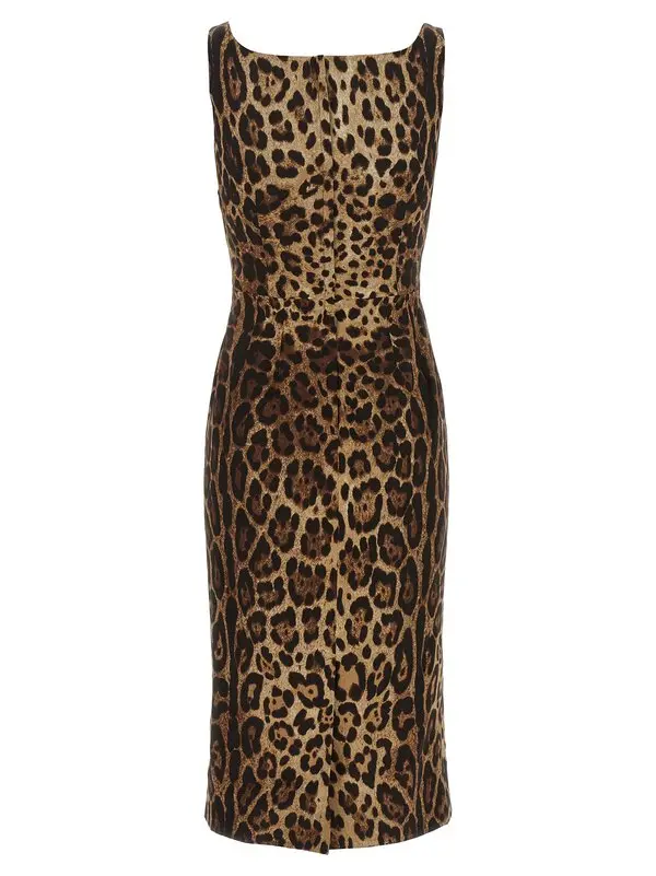 Dolce & Gabbana Animal Print Silk Charmeuse Midi Dress - Brown