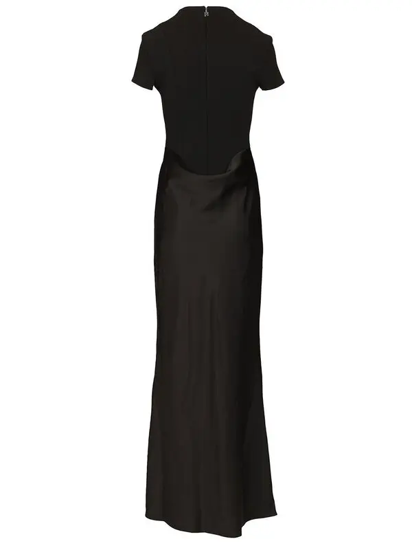 ROTATE BY BIRGER CHRISTENSEN Cap Sleeve Draped Maxi Dress - Black