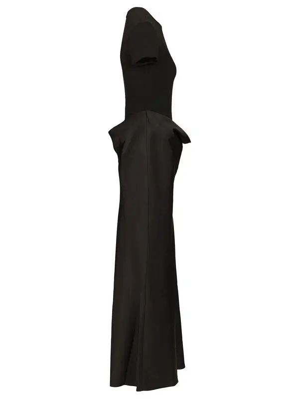 ROTATE BY BIRGER CHRISTENSEN Cap Sleeve Draped Maxi Dress - Black
