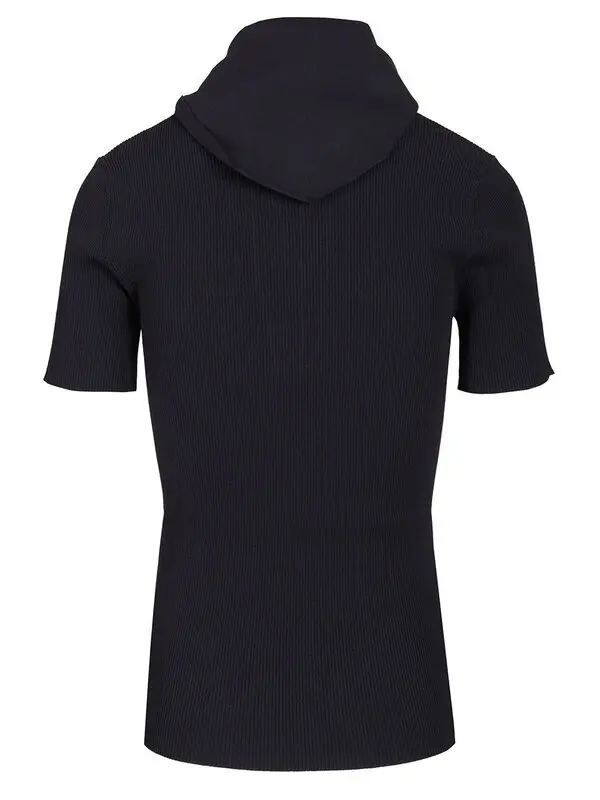 Max Mara Ribbed Knit Scarf Sweater - Blue